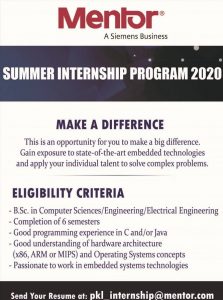 Mentor Summer Internship Program 2020